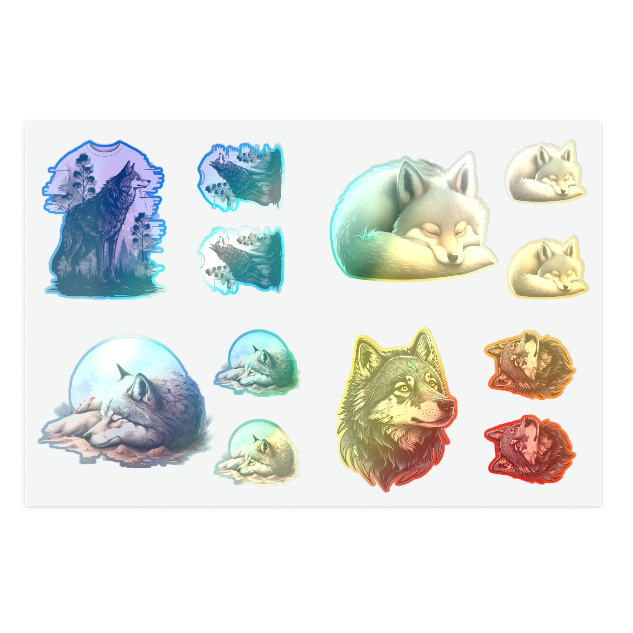 Sleeping Wolf Vinly Stickers, Wolf Sticker Pack, Book Stickers, iPad ...