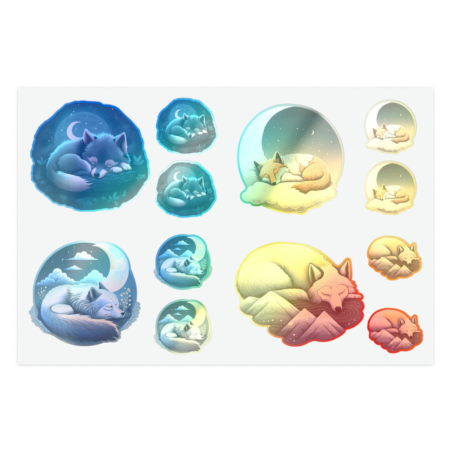 Sleeping Wolf Vinly Stickers, Wolf Sticker Pack, Book Stickers, iPad ...