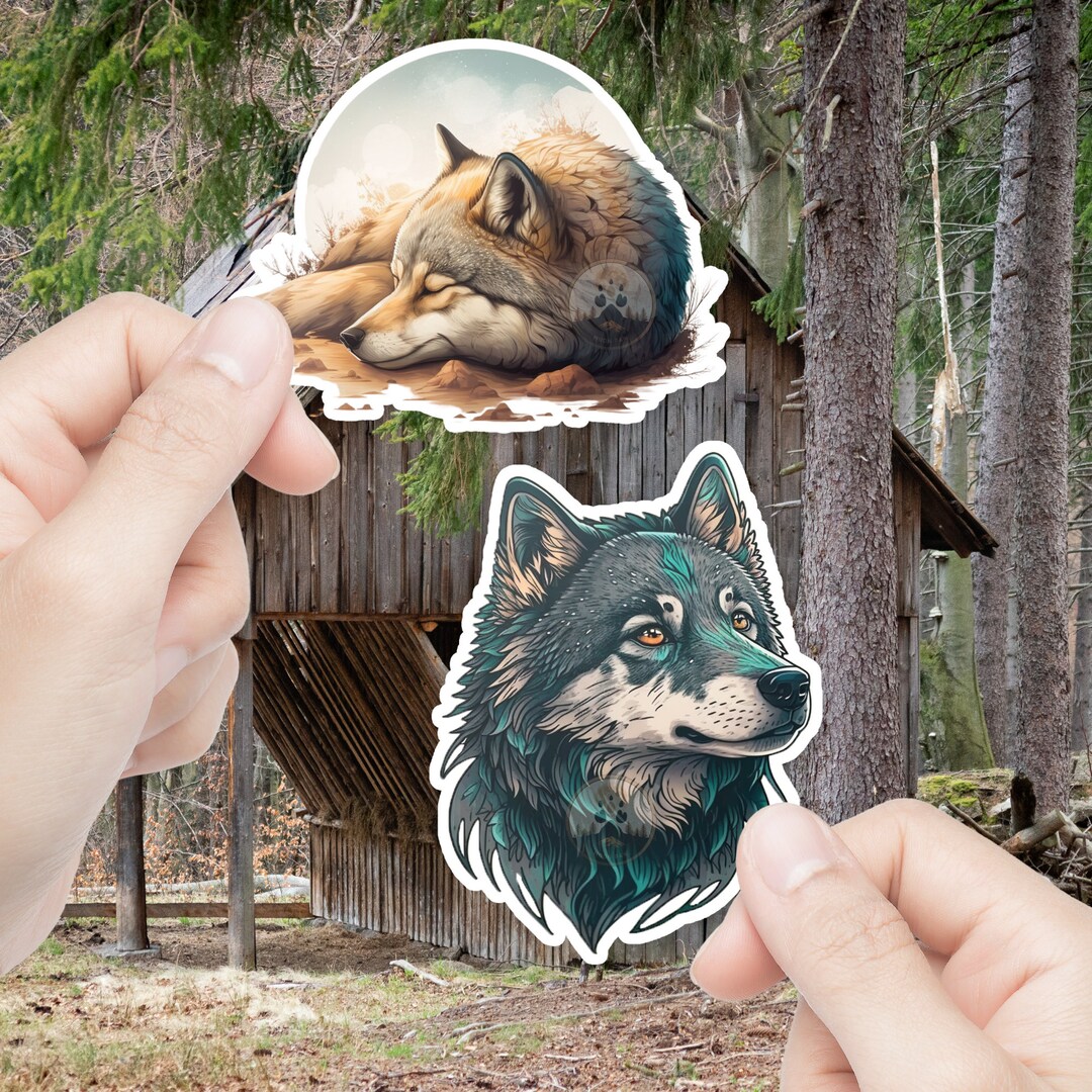 Sleeping Wolf Vinly Stickers, Wolf Sticker Pack, Book Stickers, iPad ...