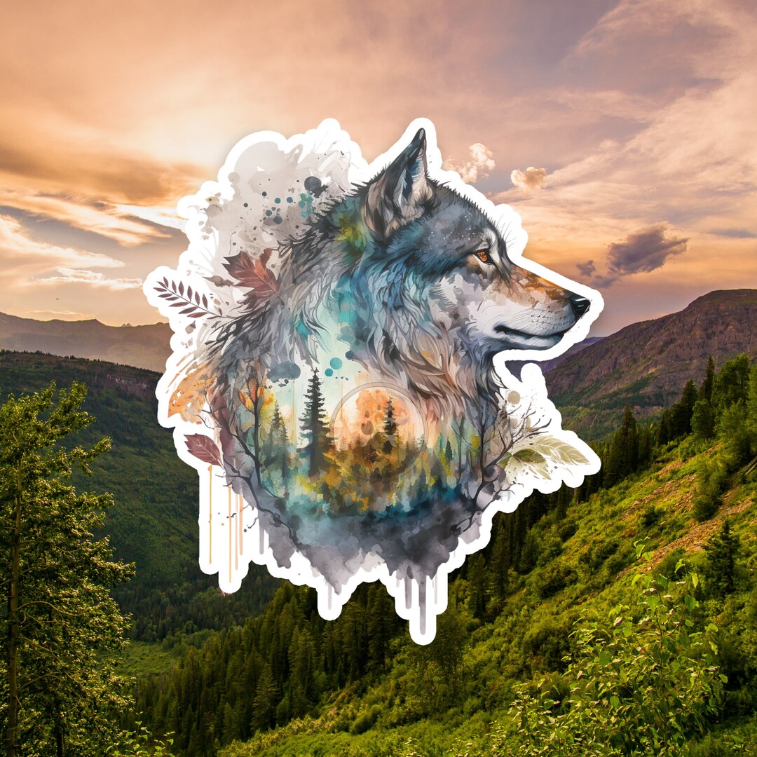 Watercolor Wolf Stickers, Watercolor Stickers, Woodland Stickers ...