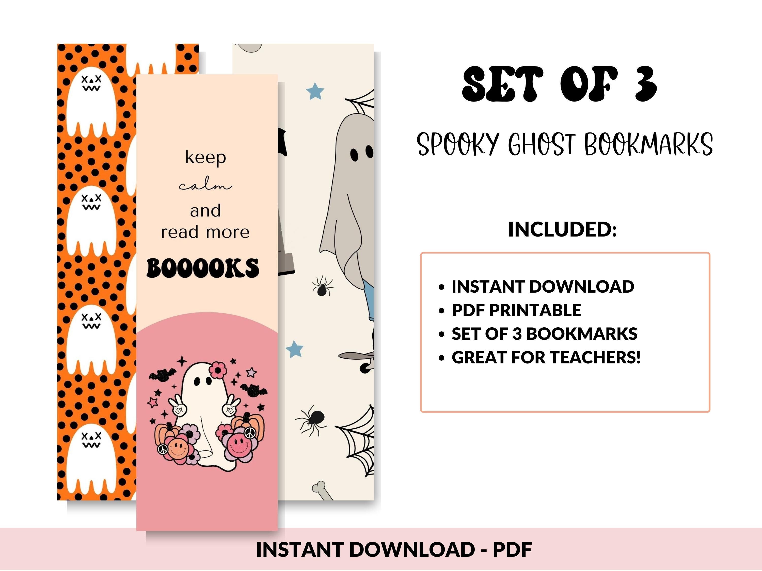 Printable Bookmarks Halloween, Read More Boooks, Halloween Teacher Gift ...