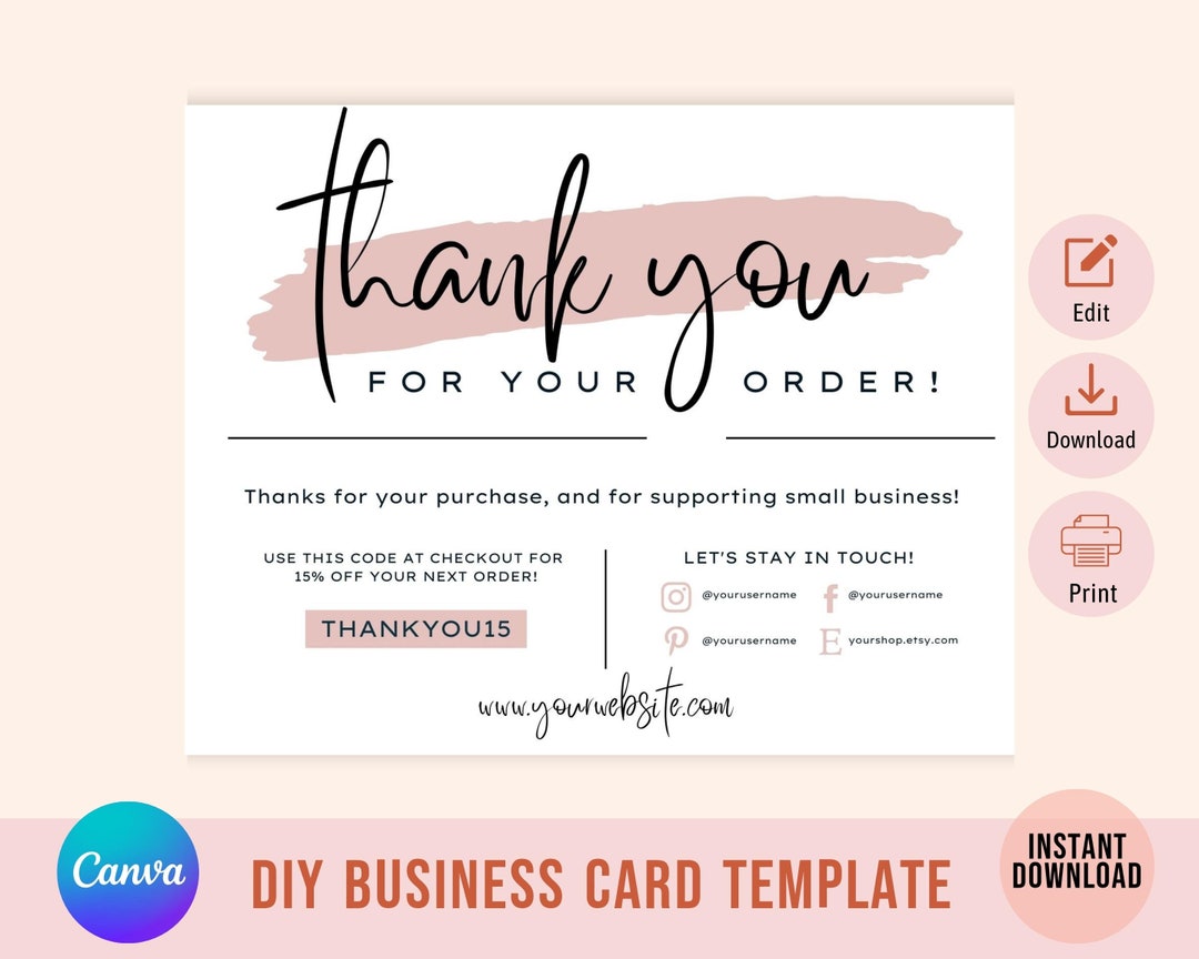 Thank You for Shopping Card Template: DIY Business Branding (digital ...