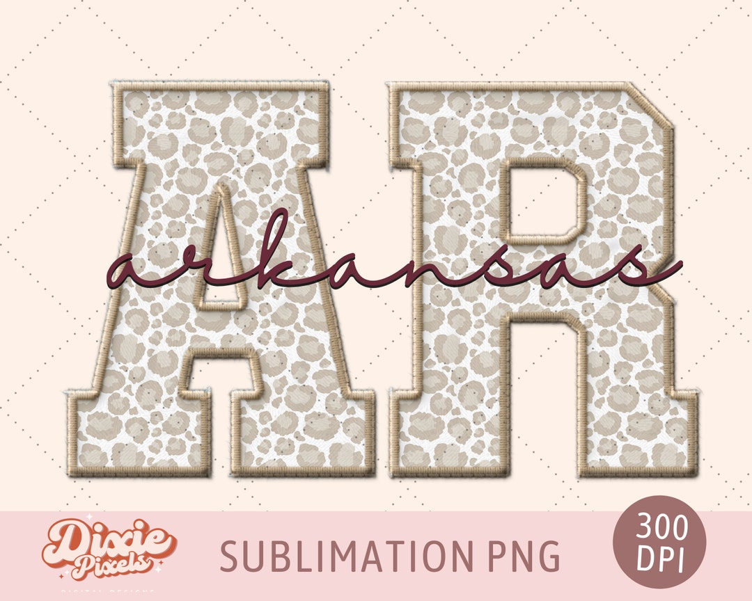 Faux Leopard Chenille Arkansas Letters PNG JPG Digital Download ...