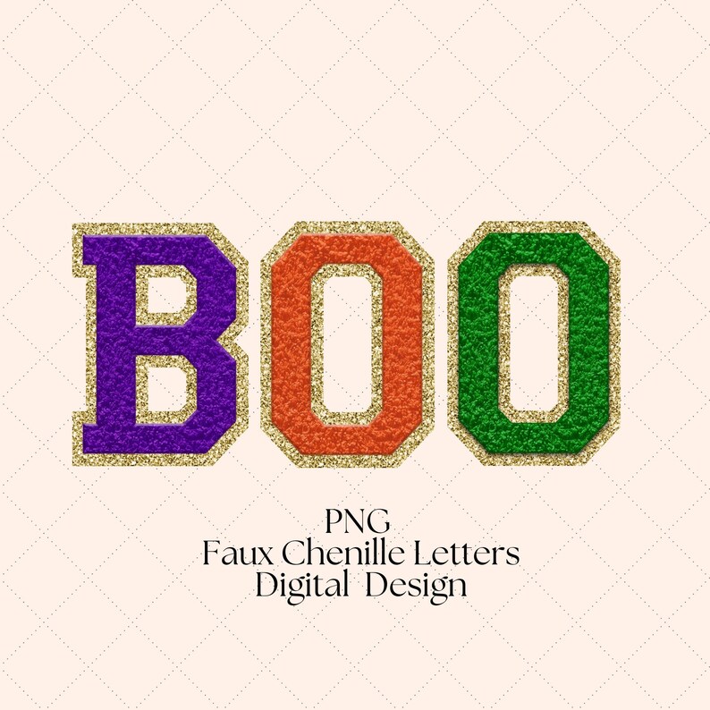 Boo Faux Chenille Letters PNG JPG Digital Download, Halloween ...