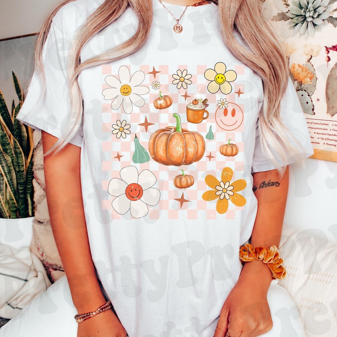 Checkered Fall PNG, Retro Fall Sublimation, Autumn Vibes, Grunge Happy ...