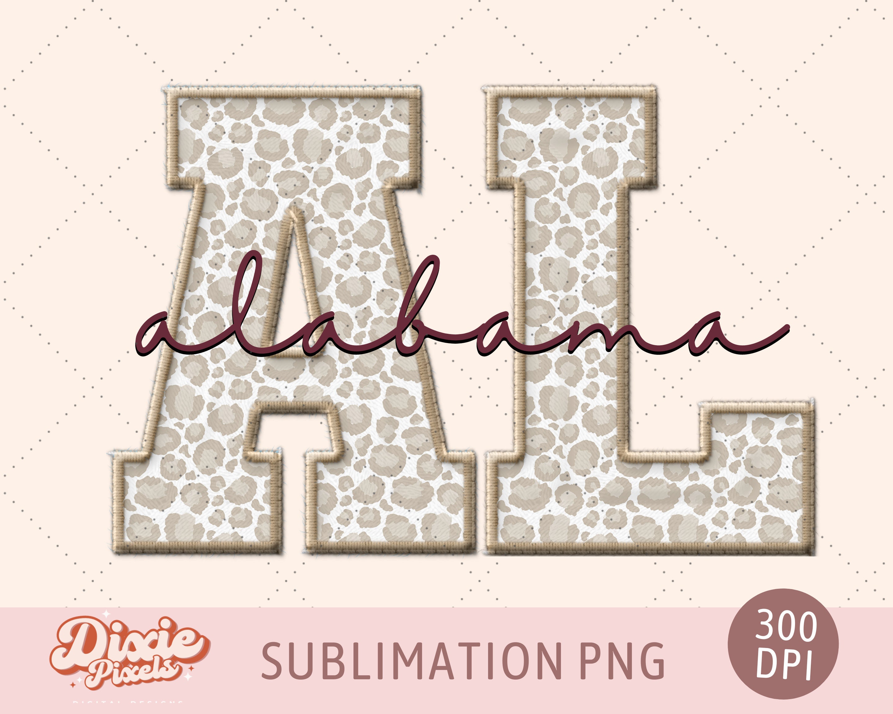 Faux Leopard Alabama Letters PNG JPG Digital Download, Varsity Patch ...