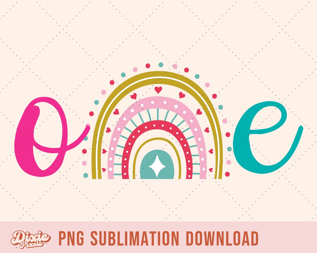 Cursive One Text With Boho Rainbow SVG Cut File | Rainbow With One ...