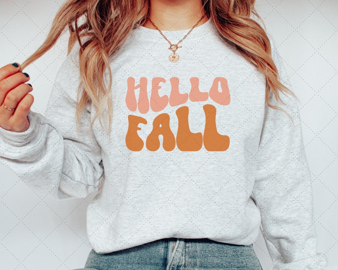Retro Hello Fall PNG: Wavy Text Sublimation Design (digital Download ...