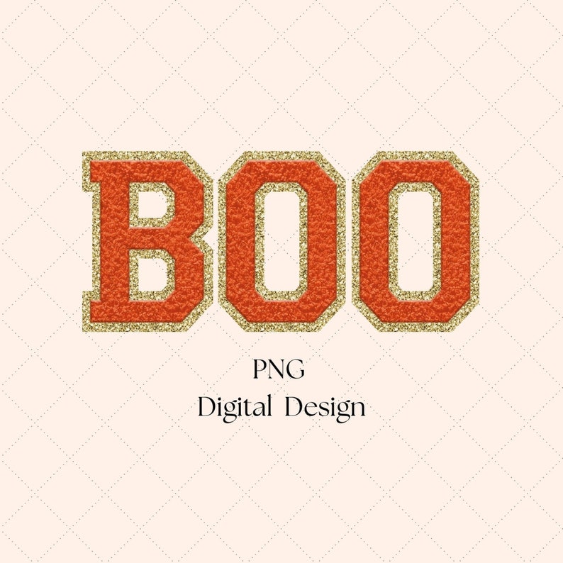 Boo Faux Chenille Letters PNG JPG Digital Download, Halloween ...