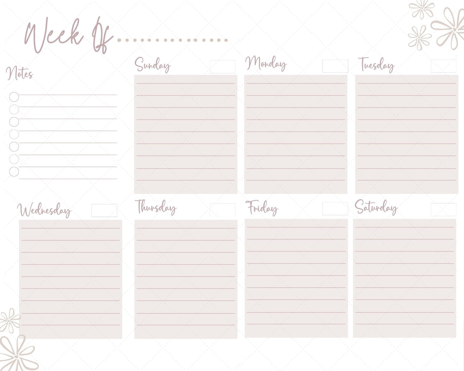 Weekly Planner Printable to Do List in 8.5x11 Inch Landscape - Etsy