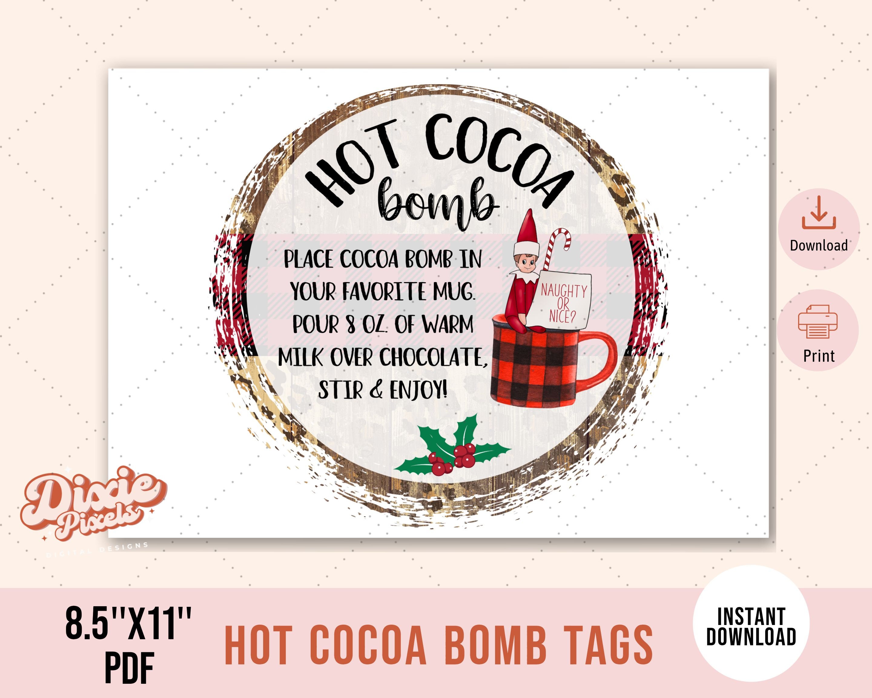 Printable Elf Hot Cocoa Bomb Labels Instant Download | Print at Home, 8 ...