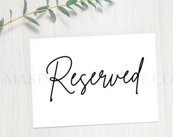 Reserved Sign Print Out - Etsy
