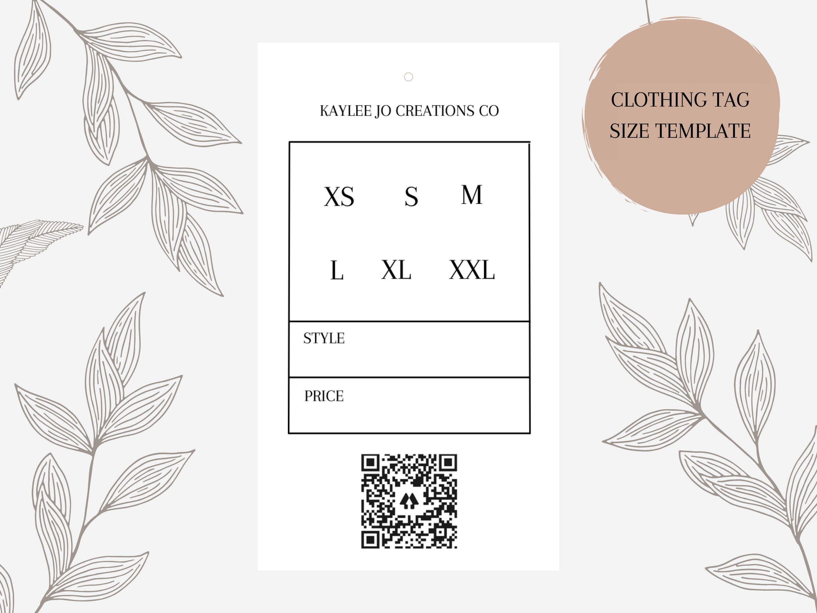 Clothing Tag Template, Clothing Size Template, Editable Clothing Size ...