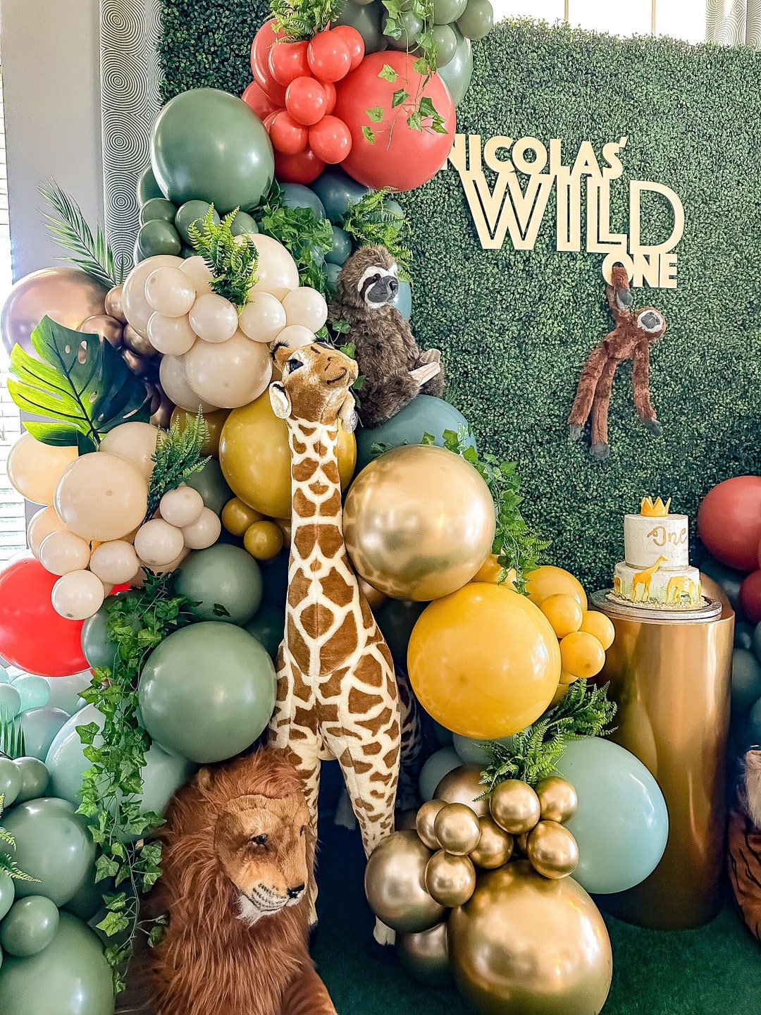 Jungle Safari Baby Shower Balloon Arch Sage Green Beige Sand Gold Wild ...