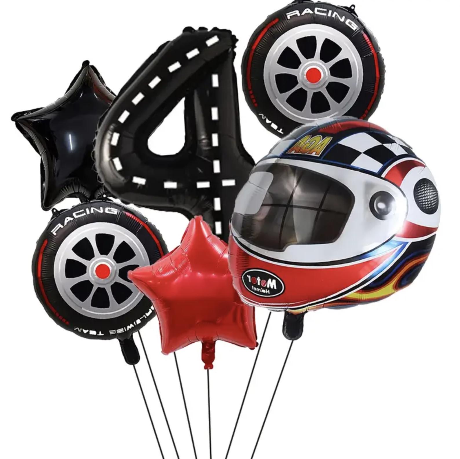 Race Car Balloon Bouquet – Third Lap or Fast 4 Birthday Balloons ...
