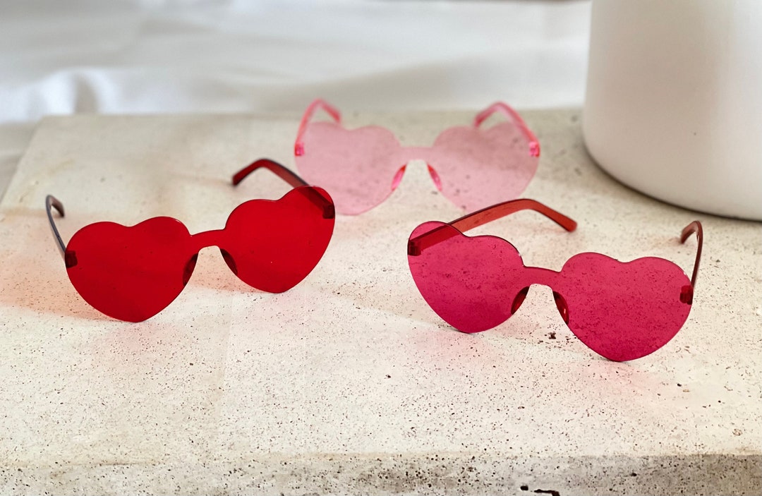 Heart Shape Sunglasses | Coloured Heart Sunglasses | Hen's Party Heart ...