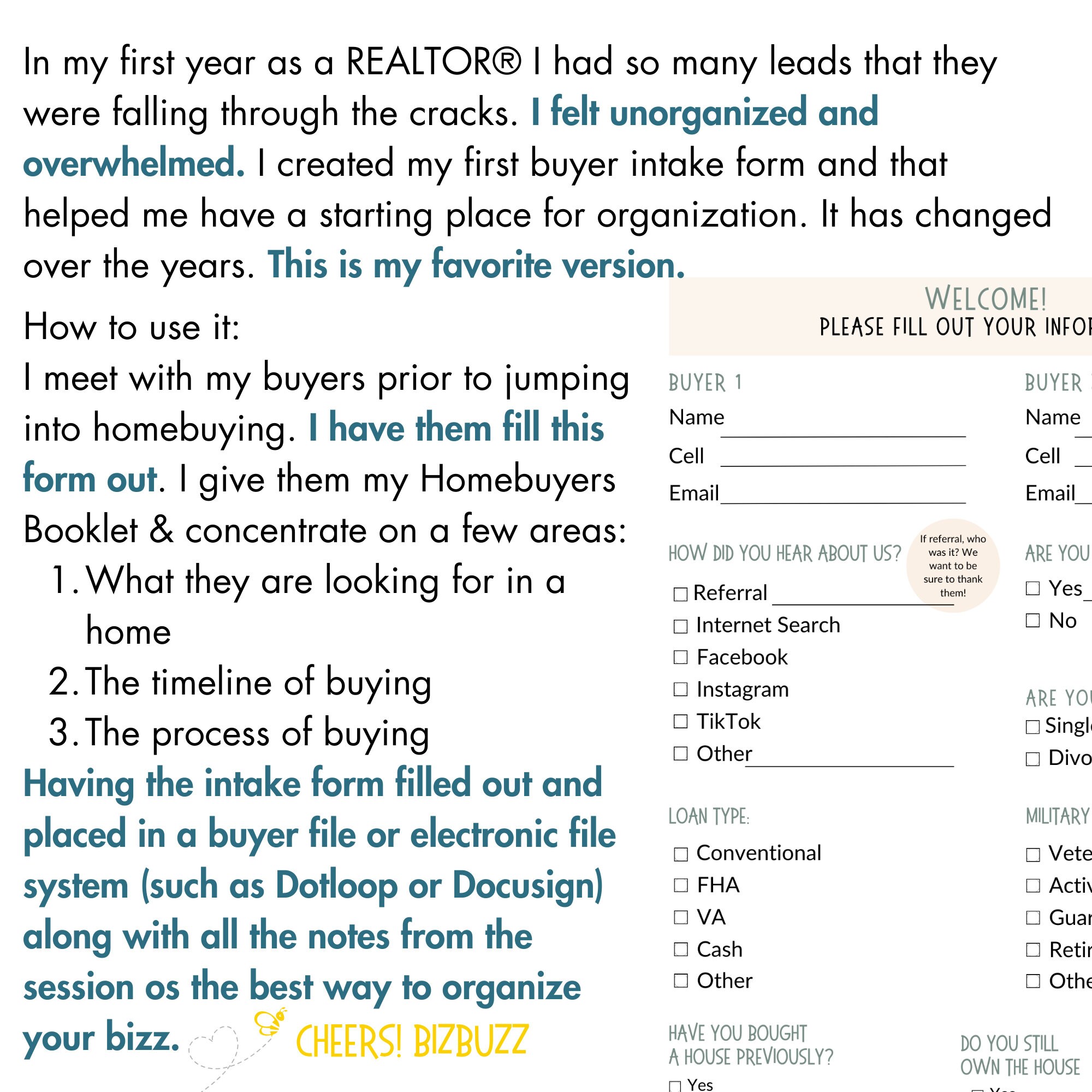 Real Estate Buyer Intake Form Template • Easy Download, Print and Go ...