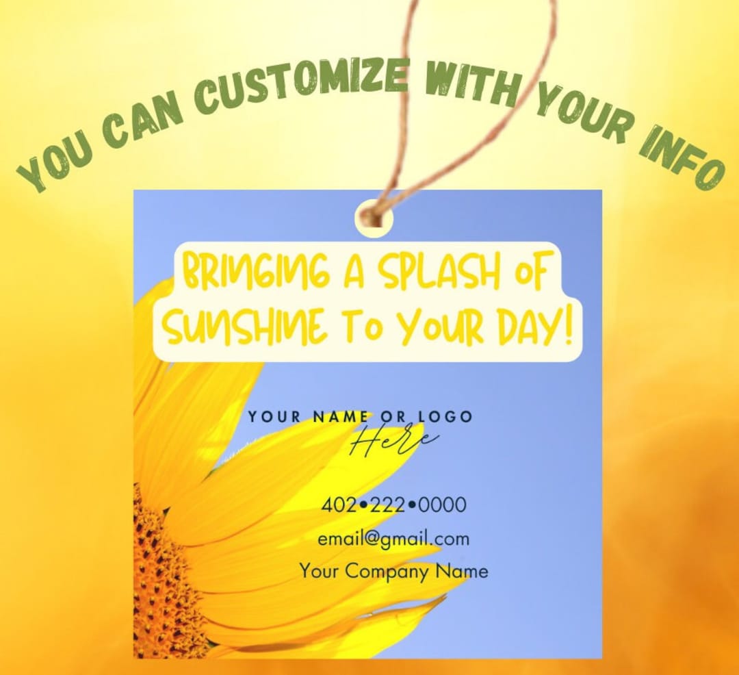 Customizable Sunshine Tag Design Easy Download Template Print-at-home ...