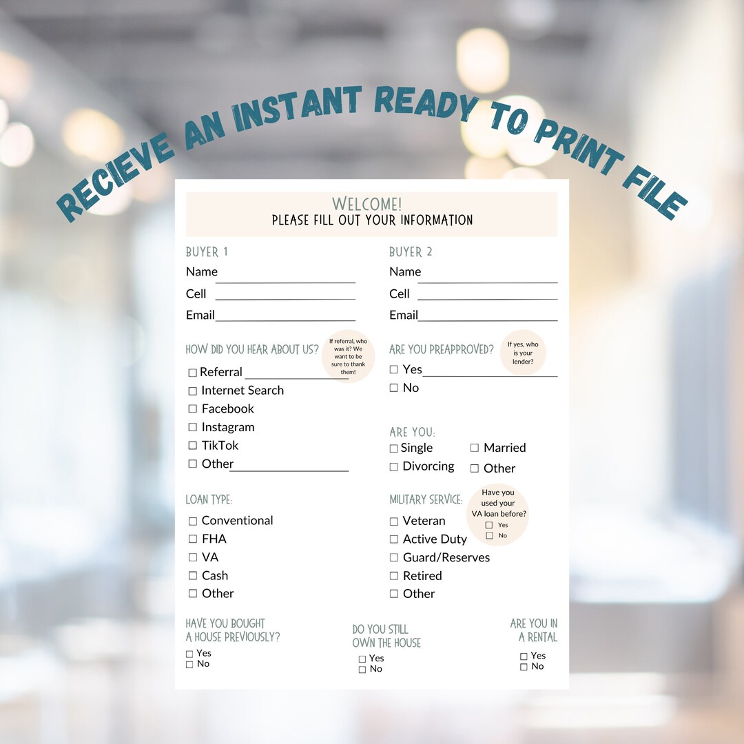 Real Estate Buyer Intake Form Template Ready for You to - Etsy