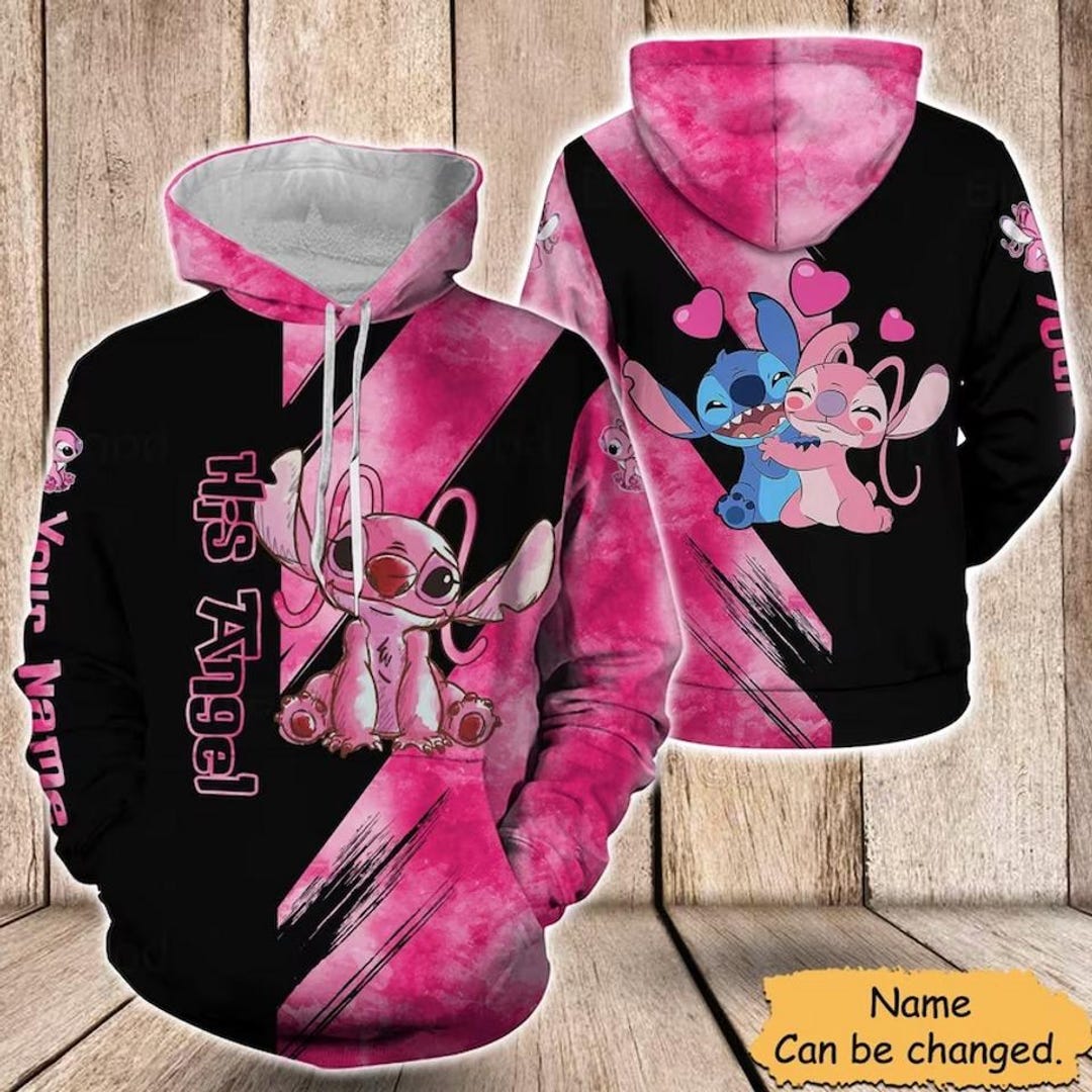 Personalized Love Never Dies Stitch and Angel Valentine's Day Hoodie ...