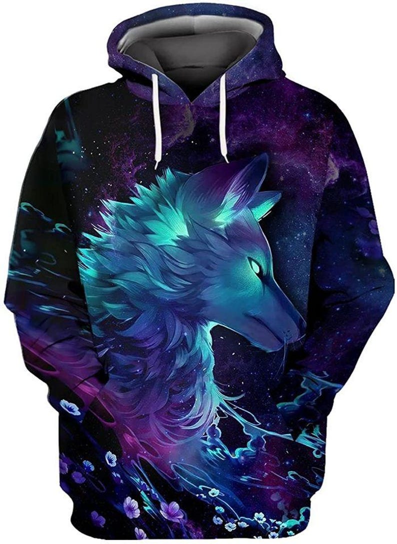 Galaxy Wolf Hoodie 3D - Etsy