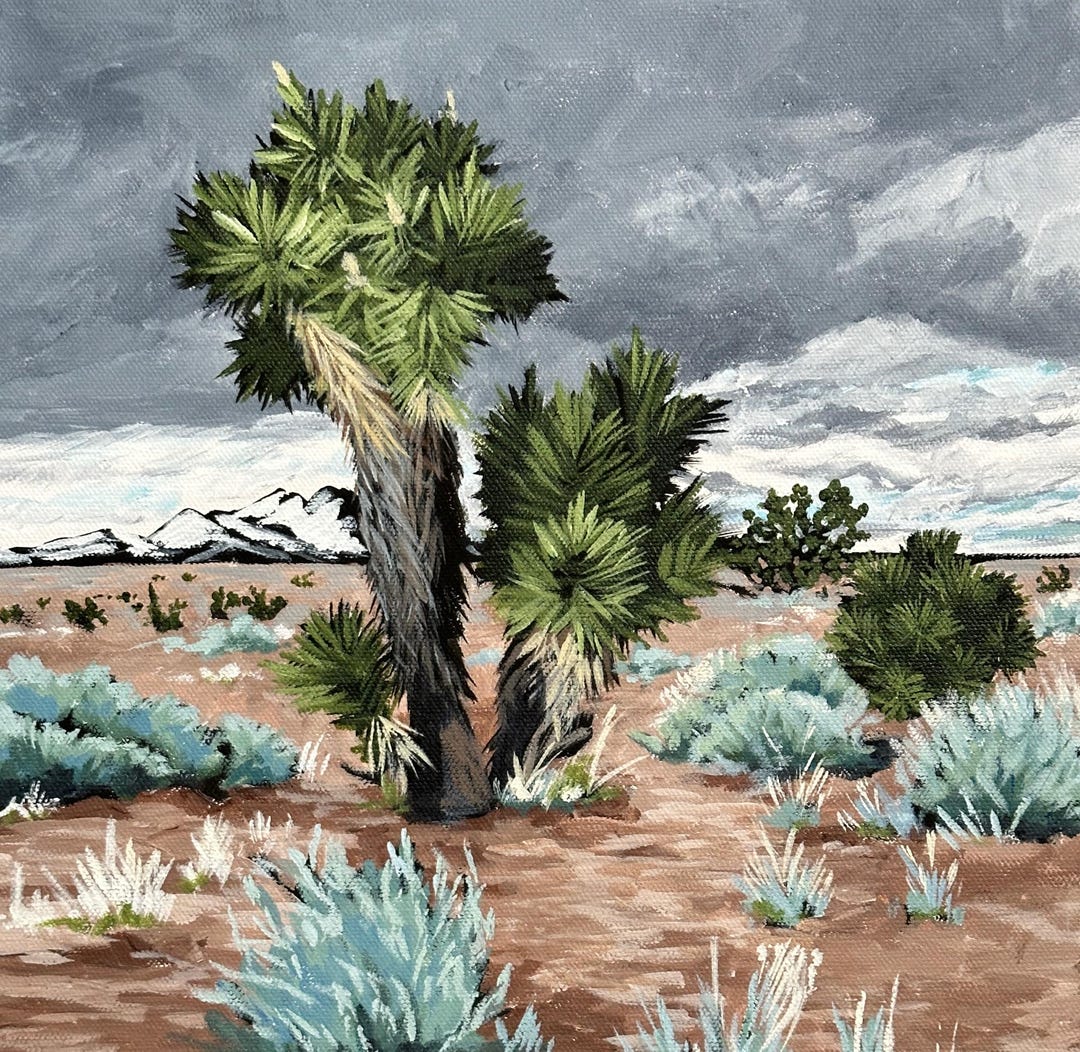 ORIGINAL Painting, Joshua Tree 4, Desert, Yucca Palm, Yucca Brevifolia ...