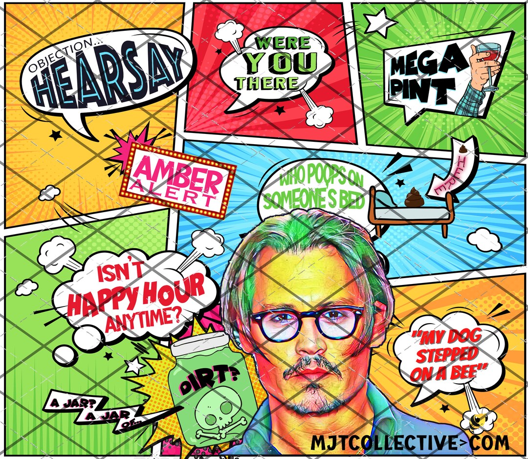 Johnny Depp Comic Tumbler Wrap - Depp Trial Tumbler Wrap PNG - Etsy