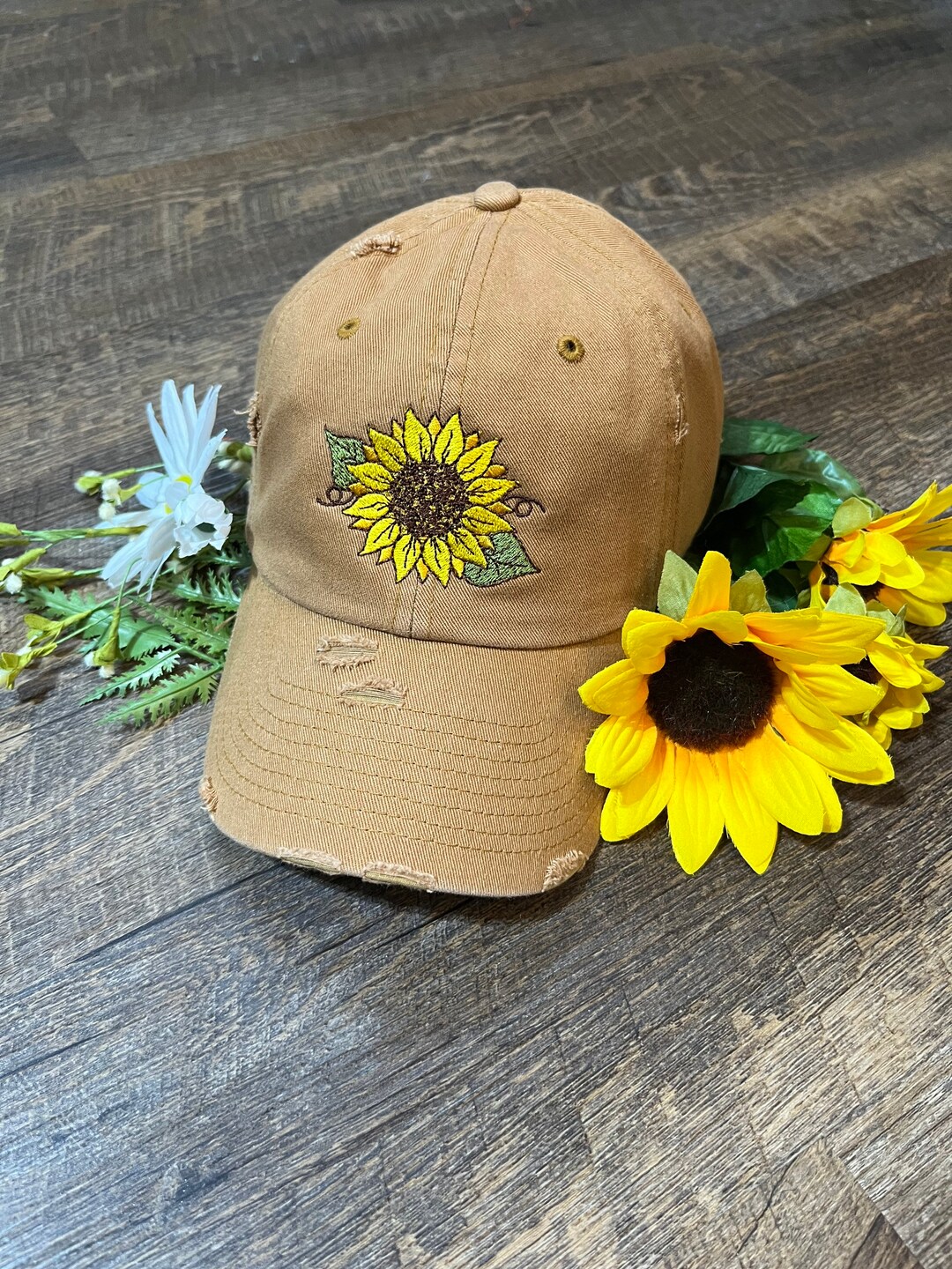 Sunflower Distressed Hat Sunflower Gift Sunflower - Etsy