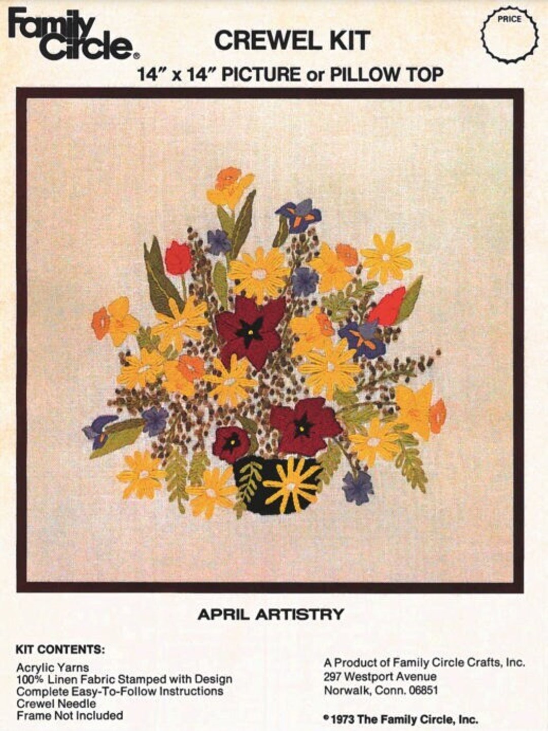 DIGITAL 'april Artistry' 1973 Family Circle Crewel Kit 14x14 Vintage ...