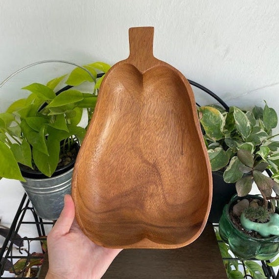Pear Shaped Genuine Monkey Pod Wood Serving Bowl Vintage - Etsy