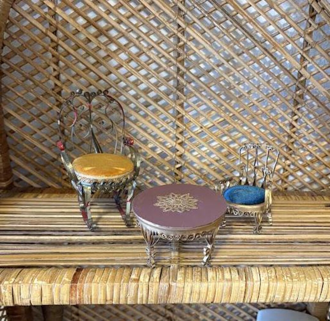 Set of 3 Handmade Dollhouse Furniture Tin Can Miniatures Tramp Art Soda ...