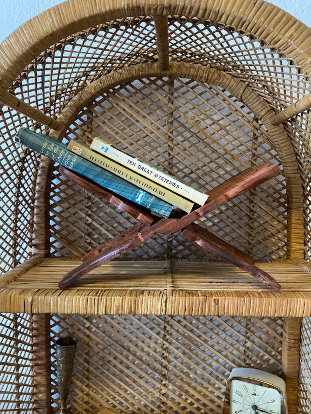 Vintage Carved Folding Teak Wood Book Holder Boho Indian Small Book ...