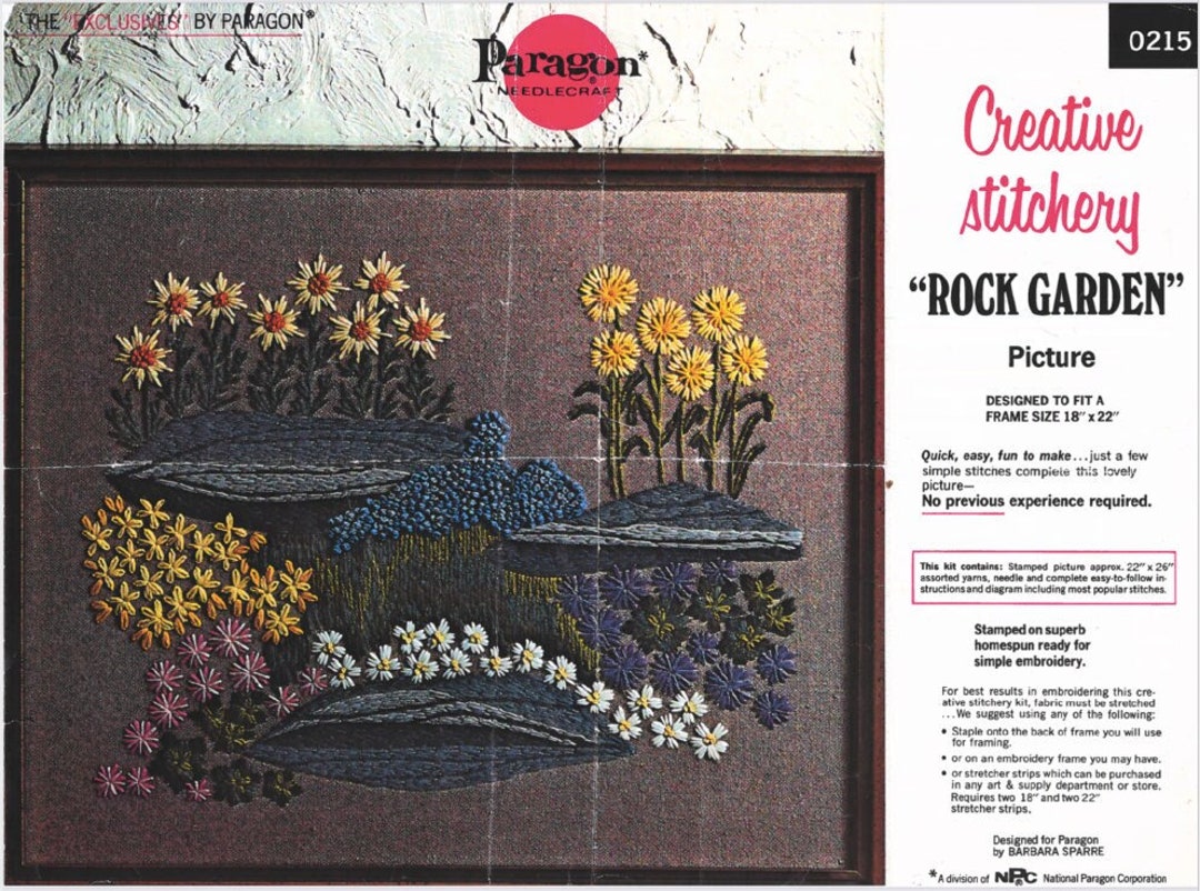 DIGITAL 'rock Garden' Paragon Crewel Kit Square Vintage Floral ...