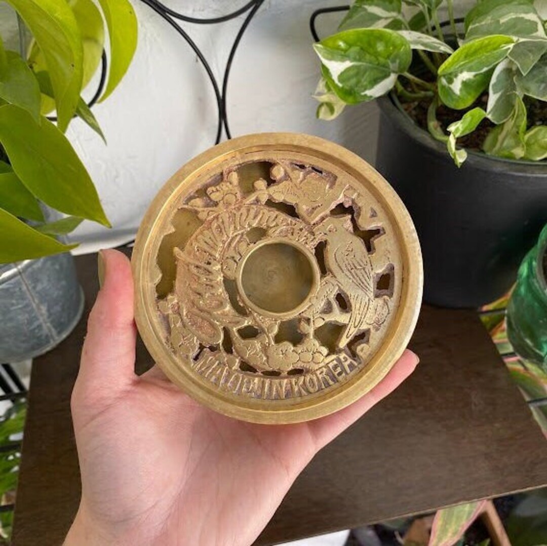 Vintage Solid Brass Incense Burner Pot and Lid Made in Korea Censer - Etsy