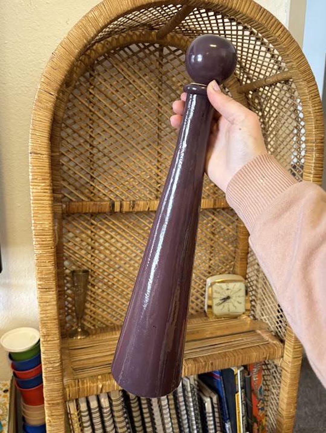 Vintage Tall Opaque Purple Genie Glass Bottle With Round Stopper 70s ...