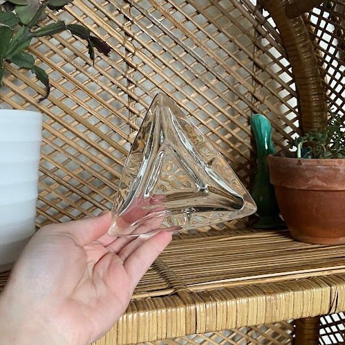 Vintage Triangle Clear Glass Ashtray Midcentury Modern Glass - Etsy