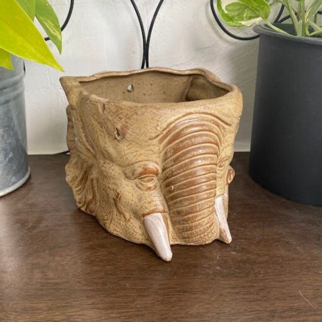 Vintage Elephant Head Planter Made in Japan - Etsy