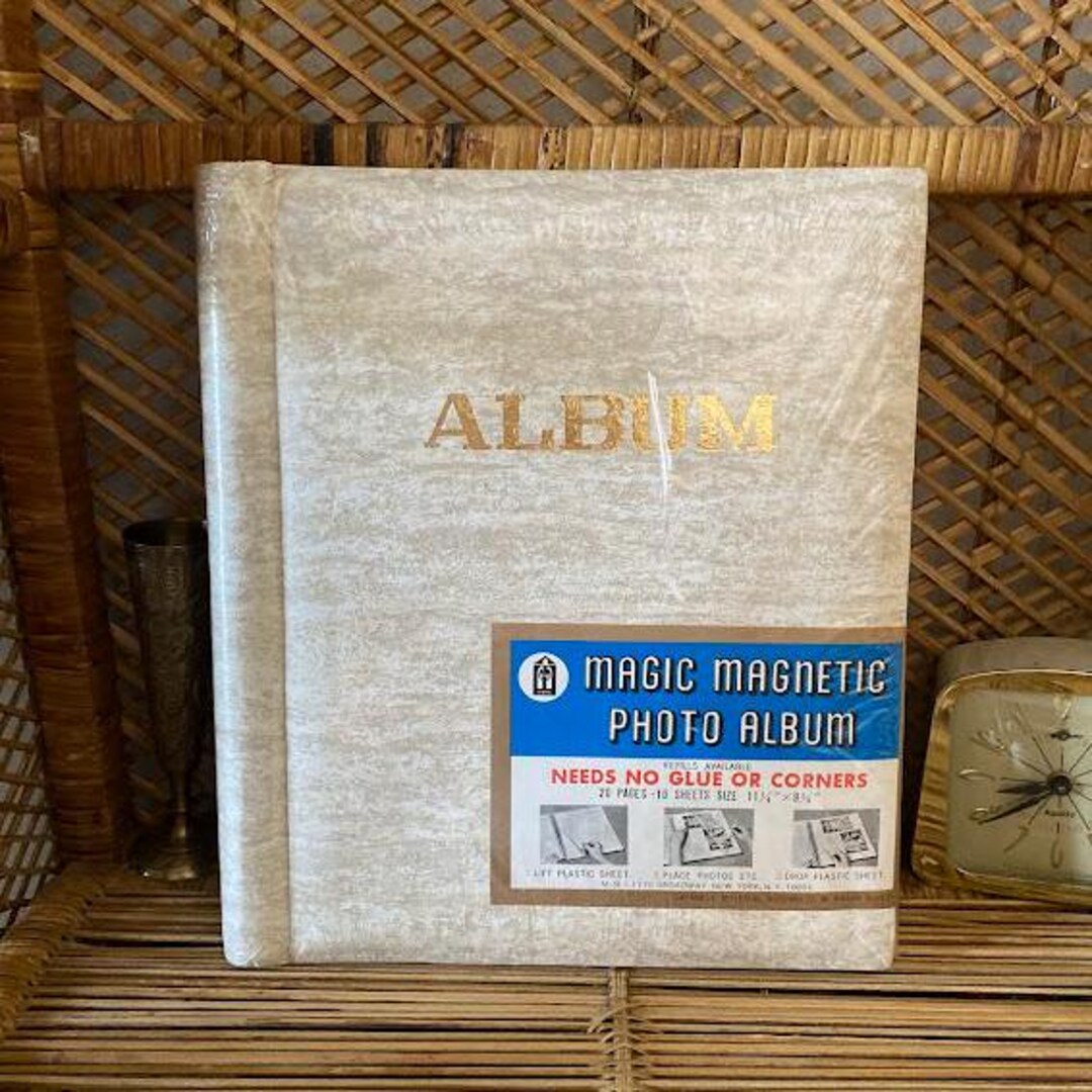 Vintage SEALED 70s White and Gold Magic Magnetic Large Photo Album 11 1 ...