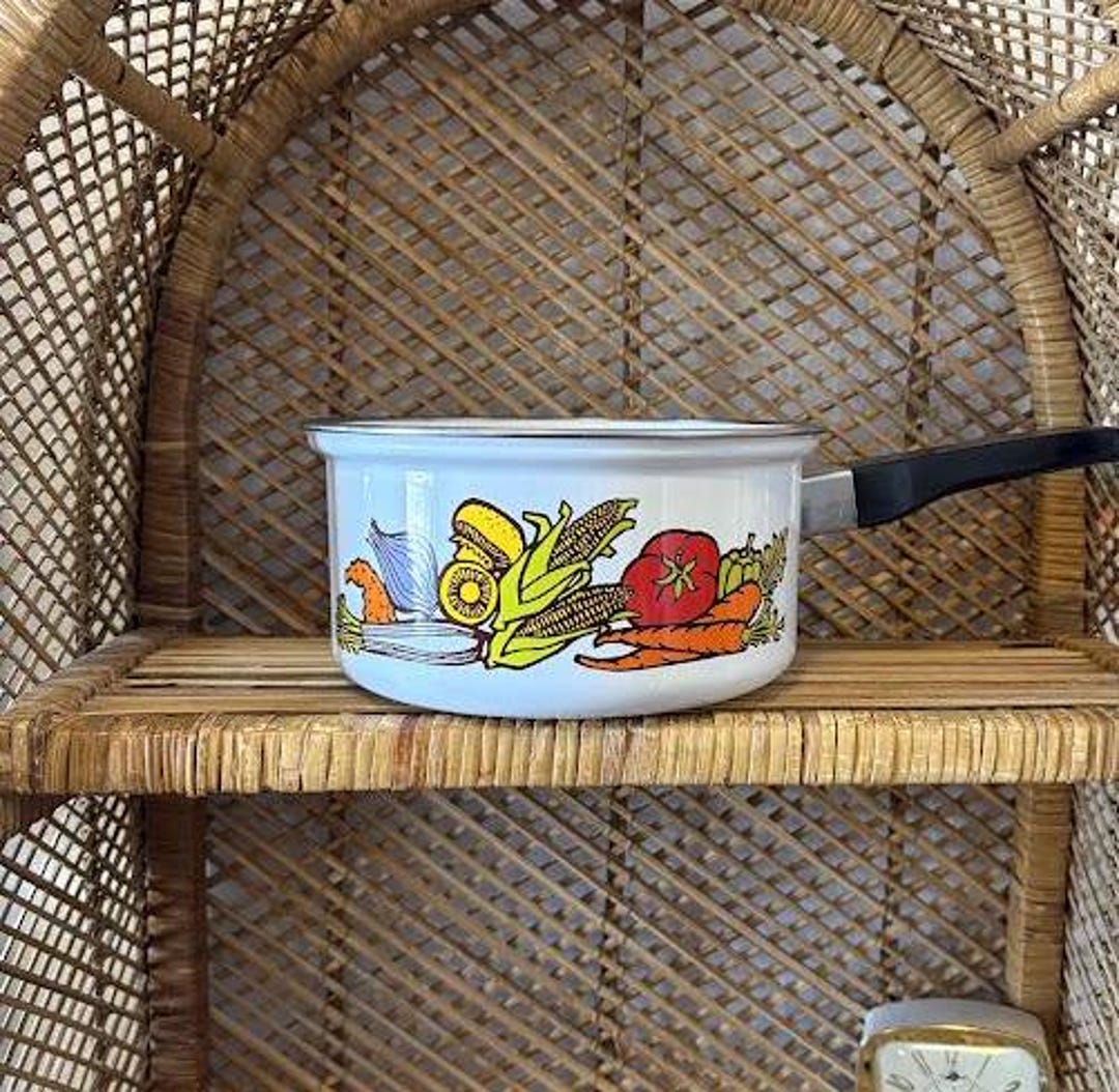 Vintage 1975 Fingerhut Enamel Pot 70s Enamelware Simmer Pan No Lid - Etsy