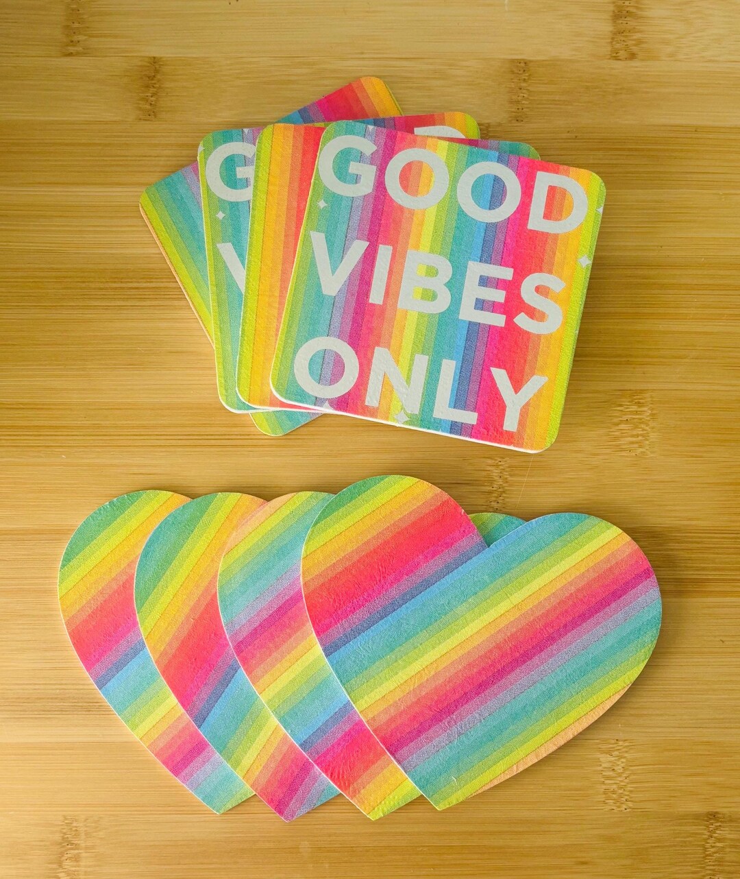 Pride Rainbow Coasters, Wooden Rainbow Coasters for Drinks and Bar Ware ...