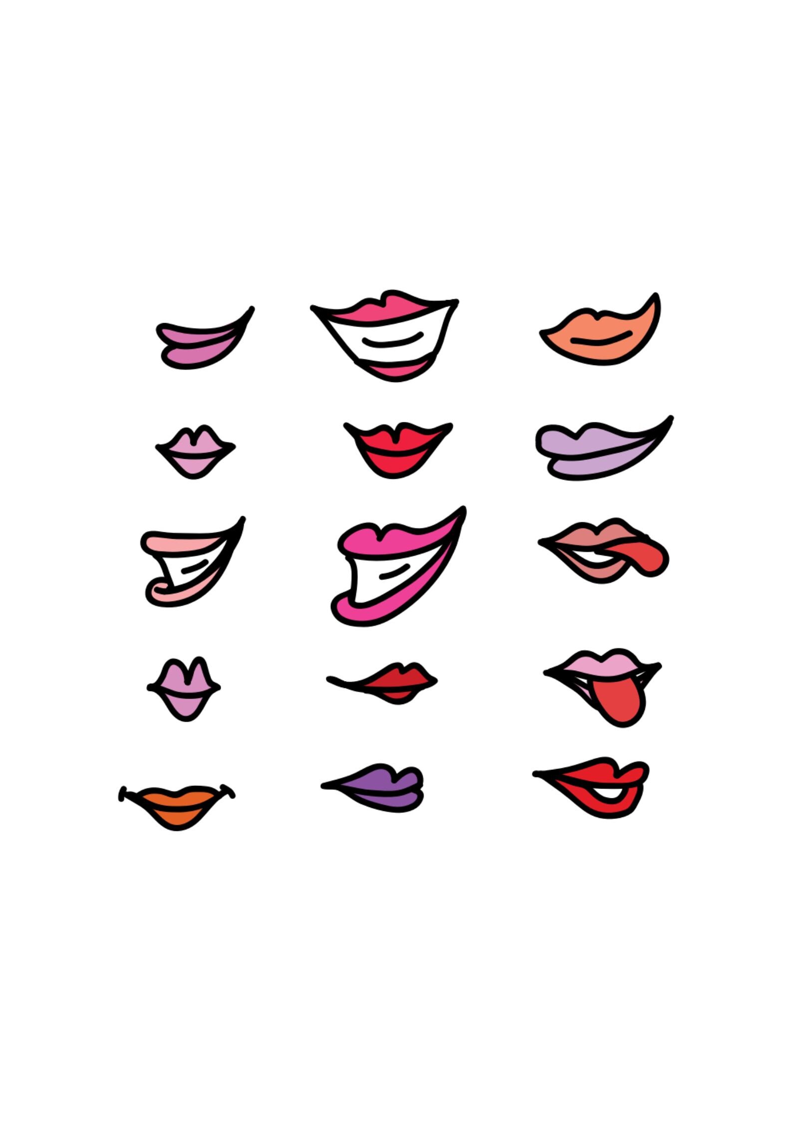 Lips Bundle Mouth Svg Clipart Colorful Smile Funny Design - Etsy
