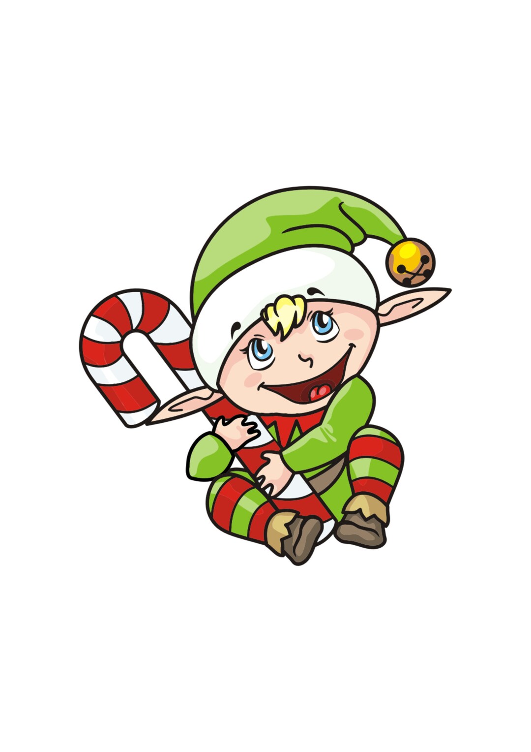 Xmas Cartoon Elf Cute Clipart Colorful Christmas Candy Winter Design ...