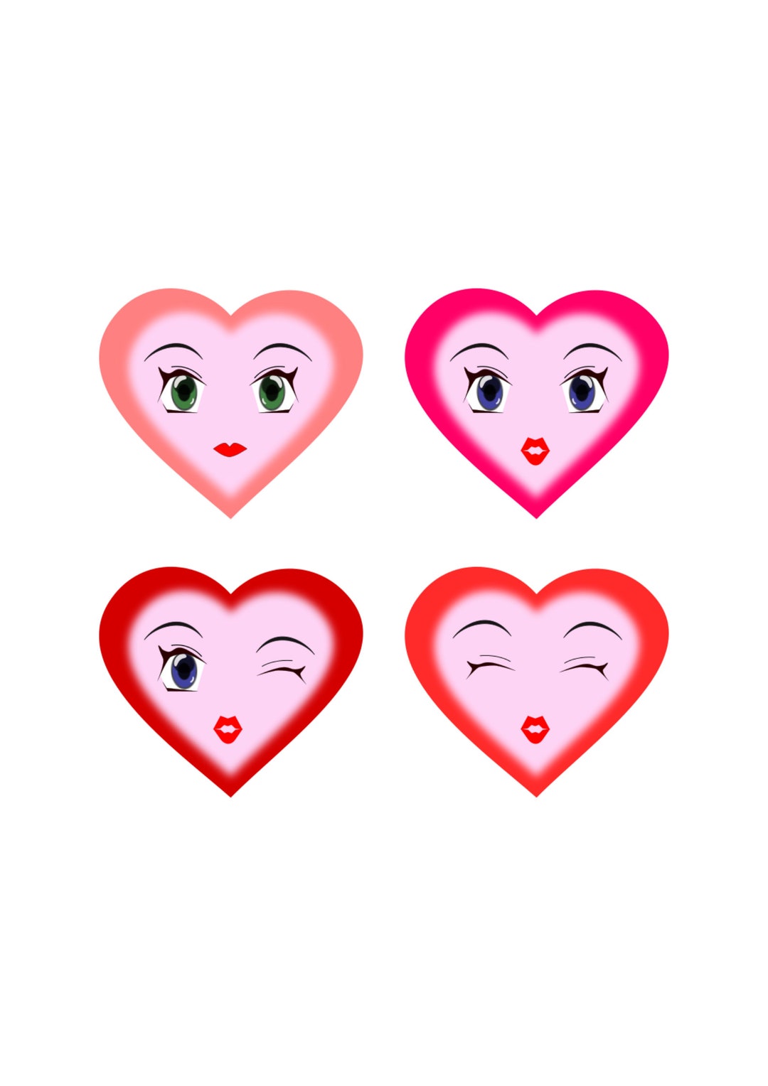 Funny Heart Faces Svg Vector Graphics Love Heart Smiley Vector - Etsy