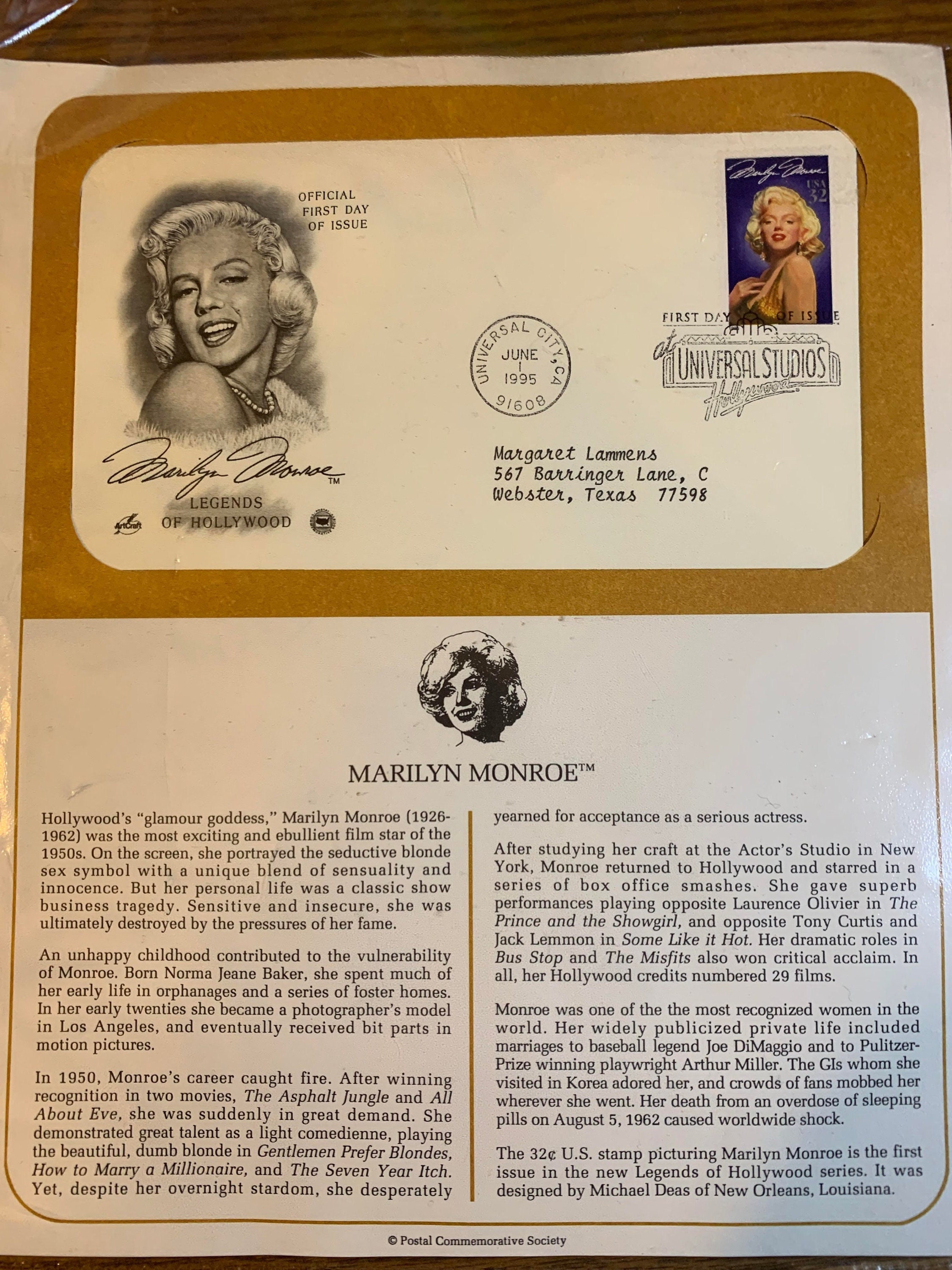 Marilyn Monroe First Day Issue Stamp - Etsy