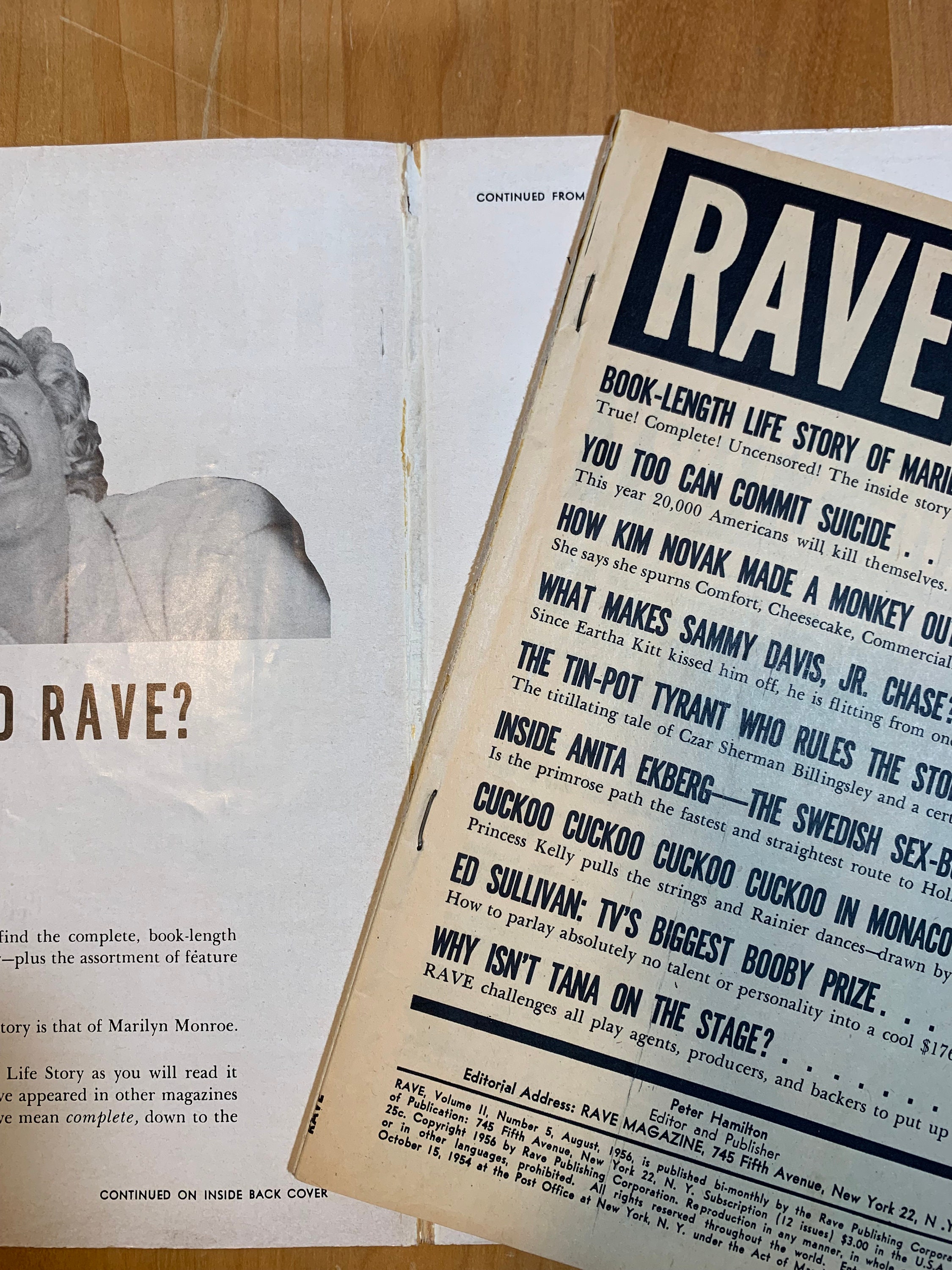 Marilyn Monroe RAVE Magazine August 1956 - Etsy