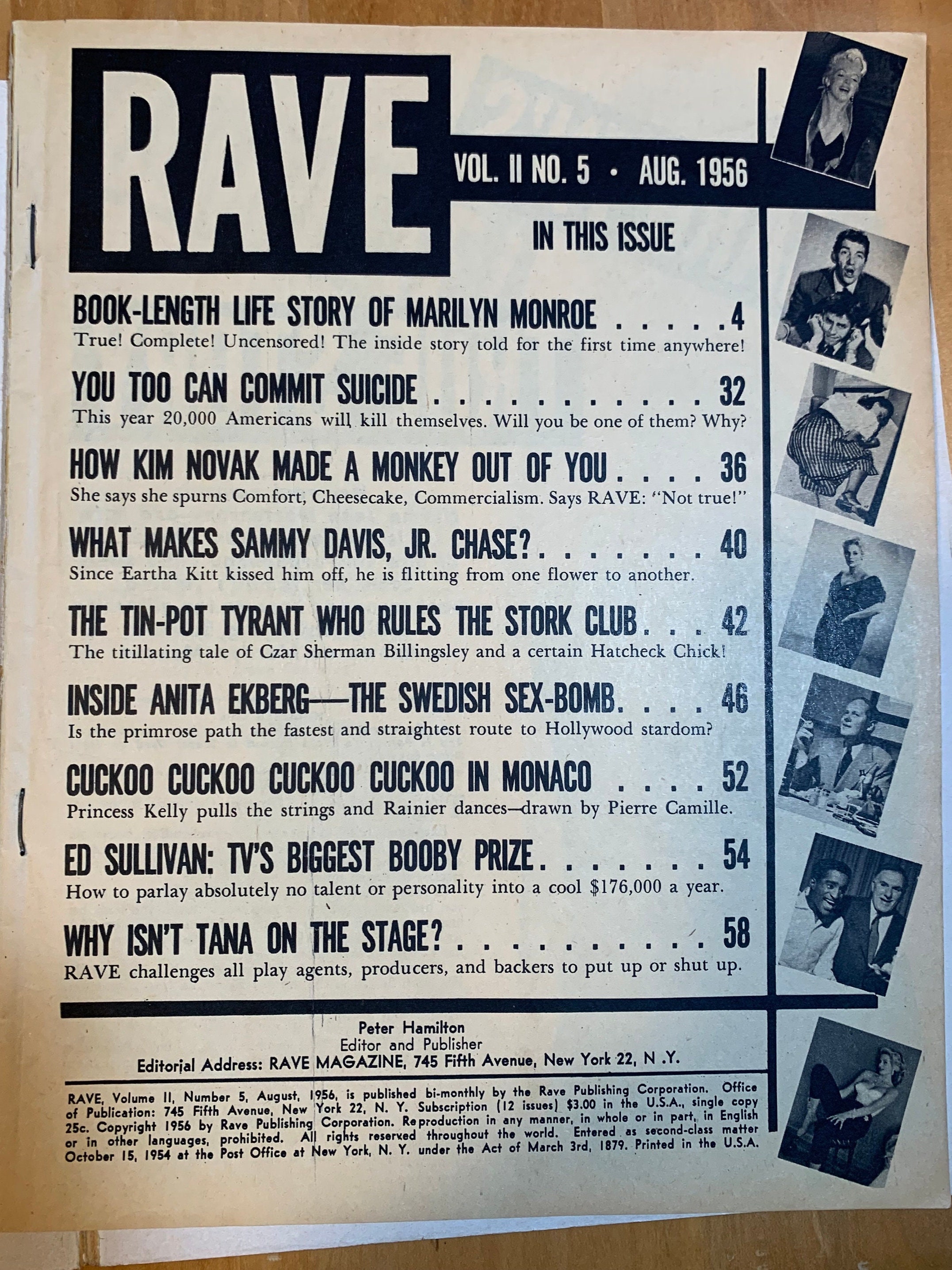 Marilyn Monroe RAVE Magazine August 1956 - Etsy