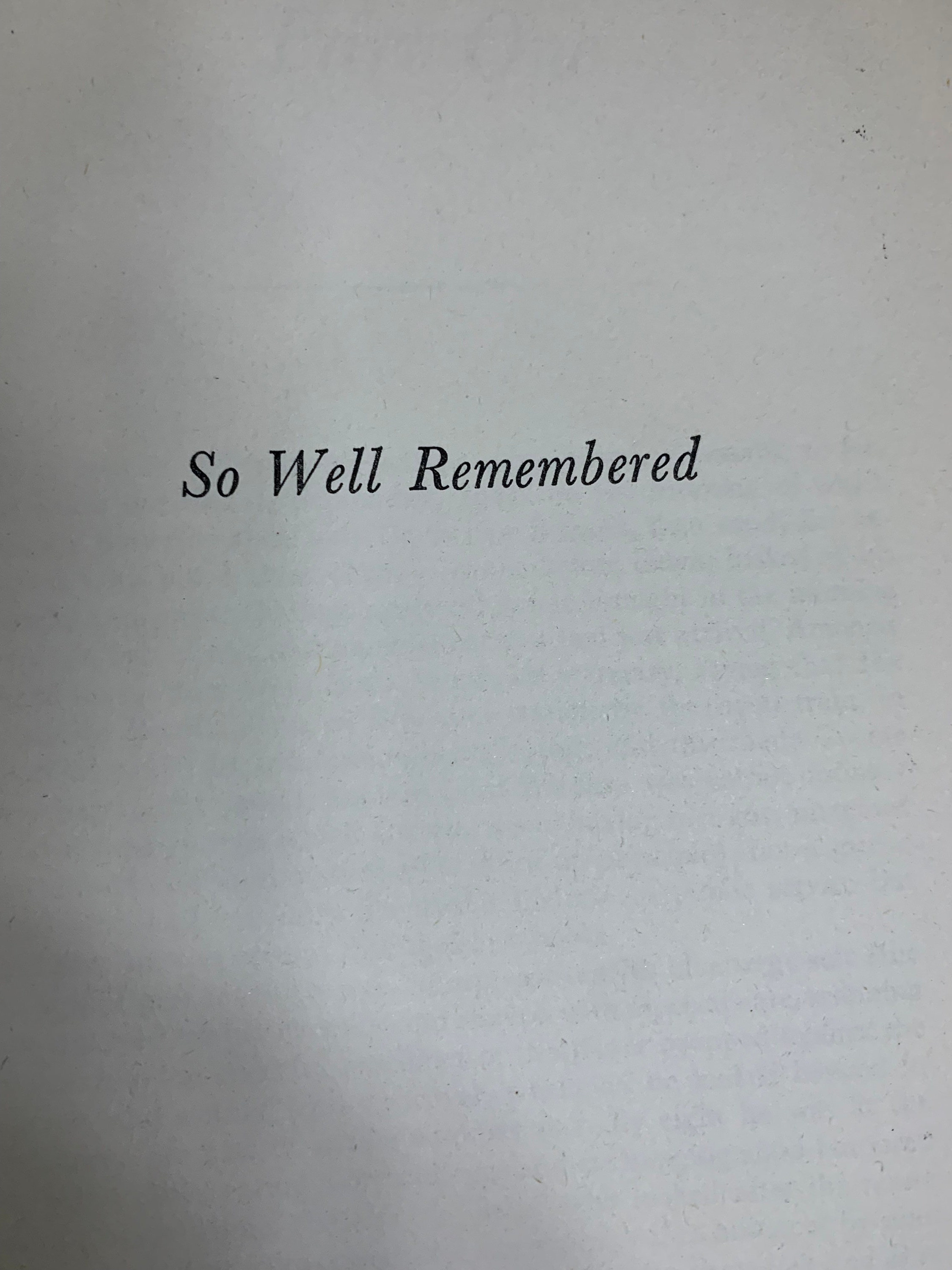 So Well Remembered - 1945 - Etsy