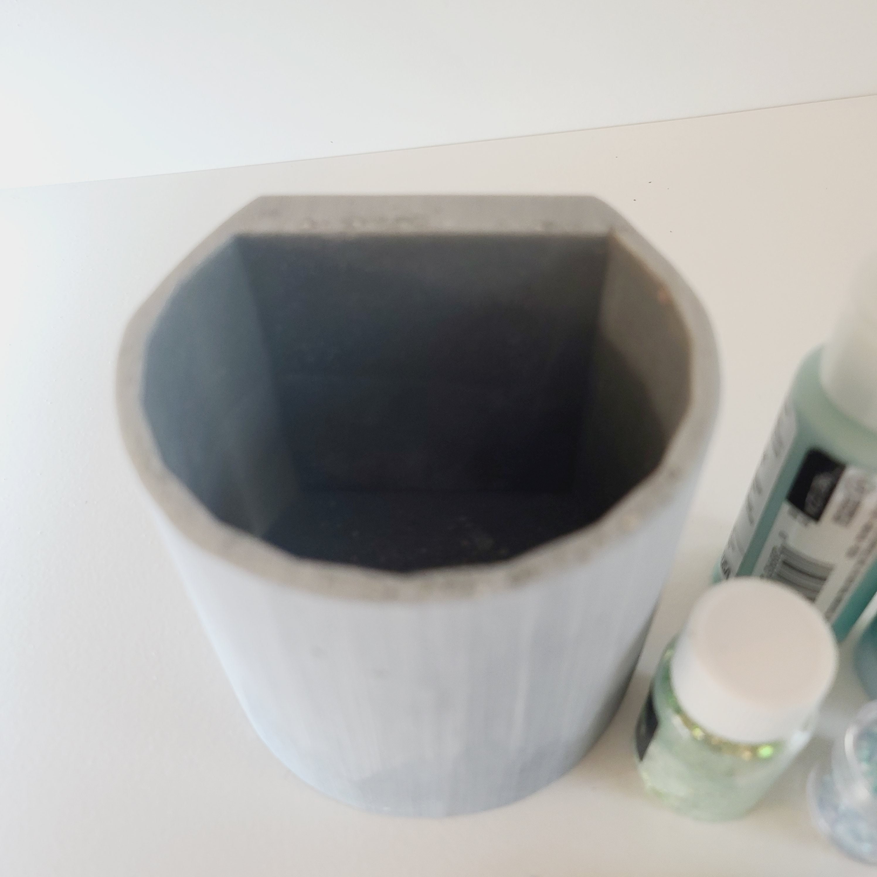 TWO Modern Light Blue Resin and Concrete Wall Planter - 4.5-4.7in High ...