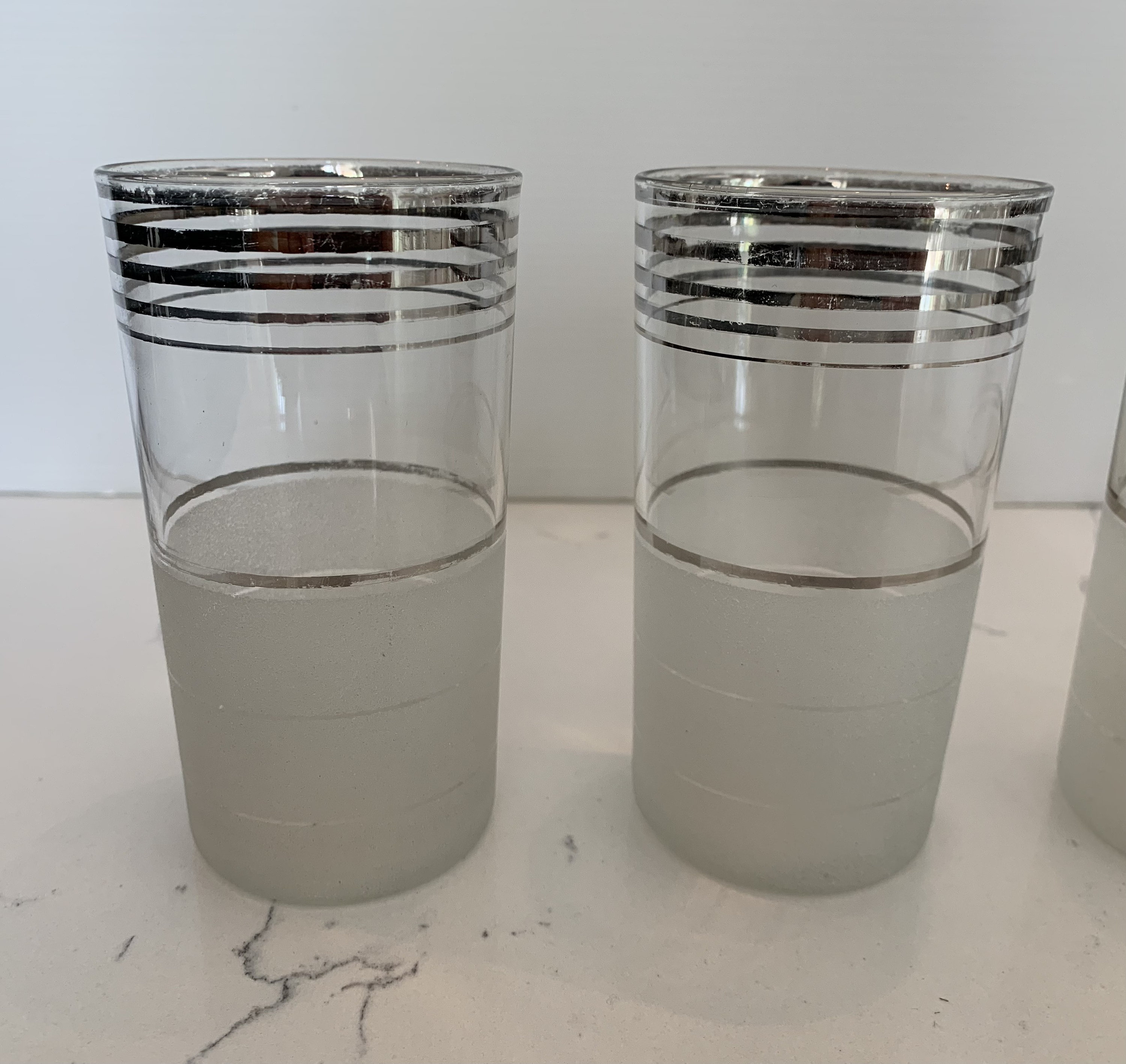 Mid Century Frosted Drinking Glasses Set Of 4 Etsy