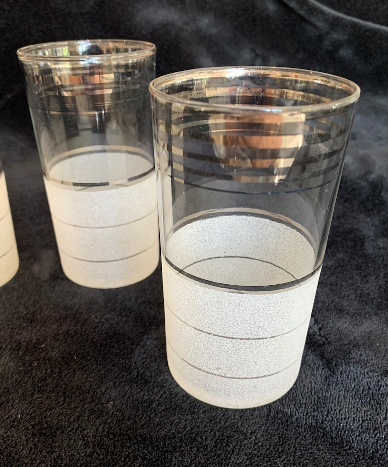 Mid Century Frosted Drinking Glasses Set of 4 - Etsy
